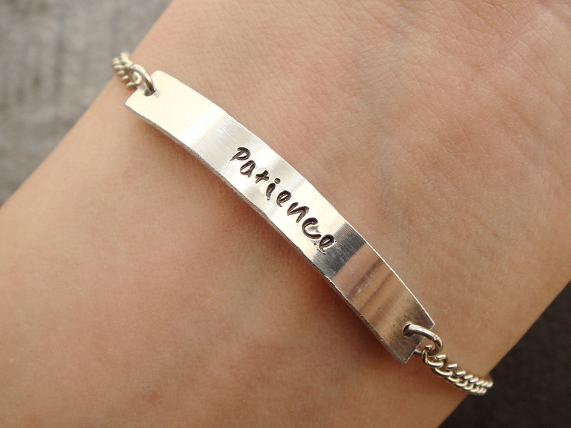 Personalized Word Bracelet, Engraved Metal Chain Bracelet With ...